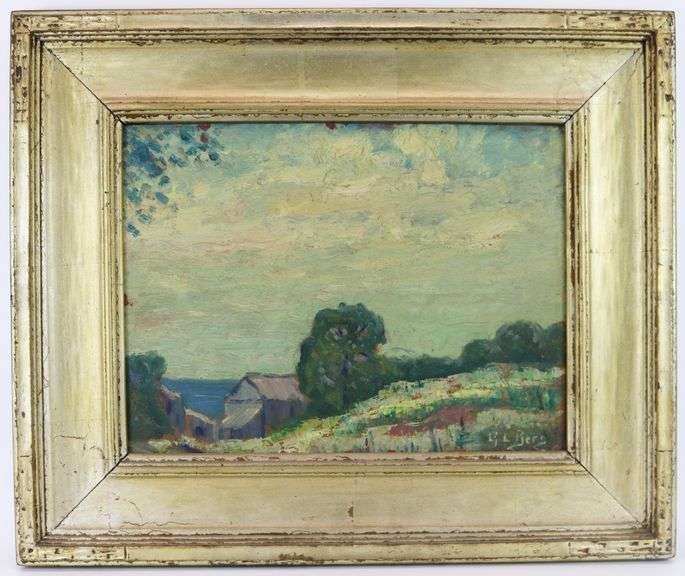 George Louis Berg (NY/CA 1868-1941) Plein Air oil on board landscape ...