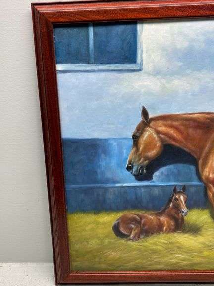 Jacob Hunt Painting of Mare and Foal - Dixon's Auction at Crumpton
