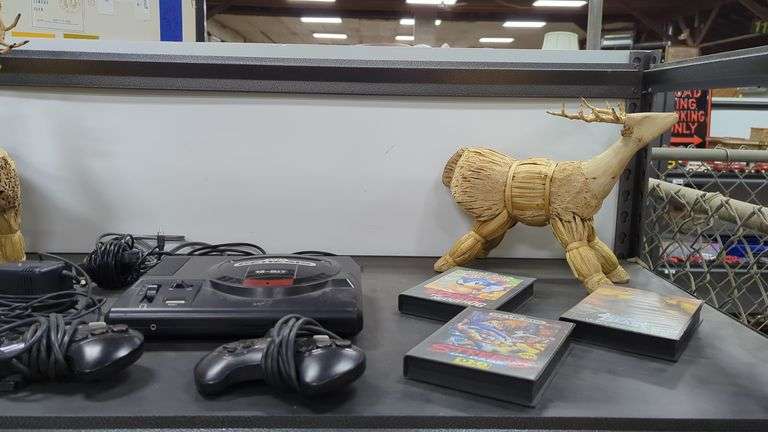 Vintage Sega Genesis Game System, Games, Deer Figures - Dixon's Auction ...