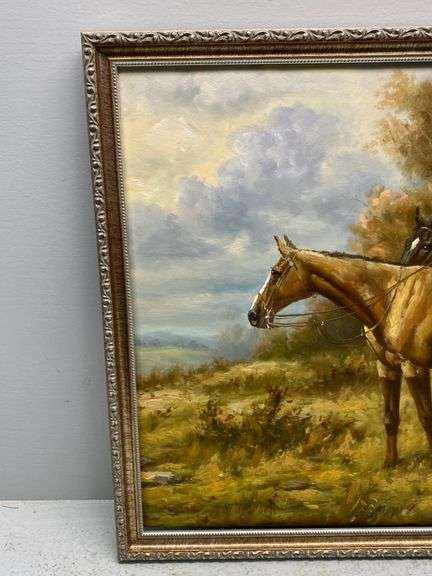 Jacob Hunt Painting of Equestrian Scene - Dixon's Auction at Crumpton