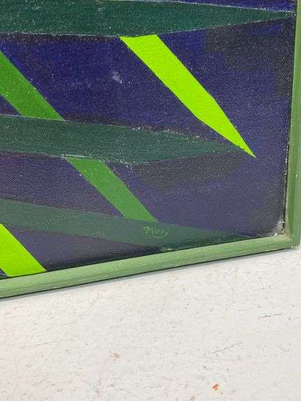 MCM Abstract Fish Painting Signed Missy - Dixon's Auction at Crumpton