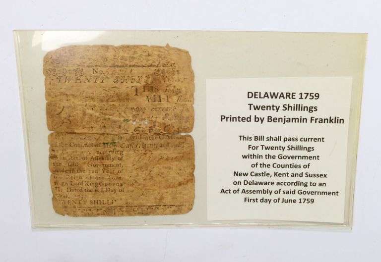 Delaware 1759 20 Shilling Note Printed By Ben Franklin - Dixon's ...