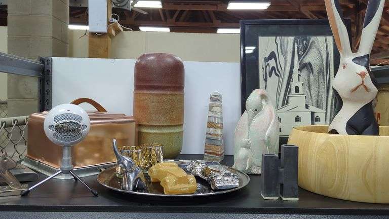 Blue Mic, Bunny & Bird Sculptures, Framed Print, Art Pottery Vase ...