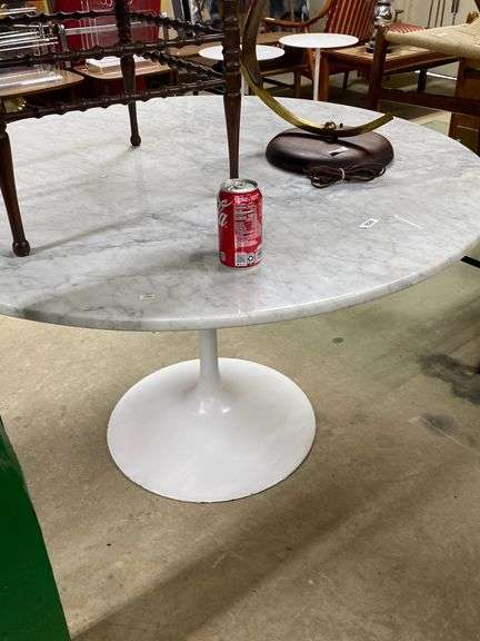 MCM Marble Top Tulip Base Dining Table - Dixon's Auction at Crumpton