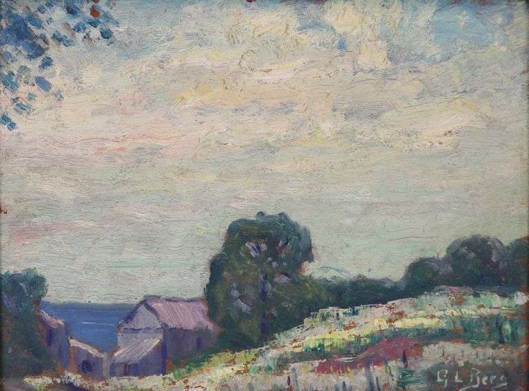 George Louis Berg (NY/CA 1868-1941) Plein Air oil on board landscape ...