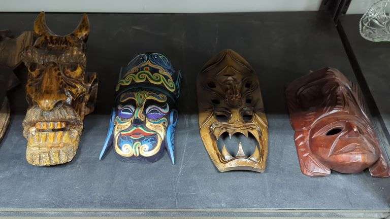 Lot of Ethnographic Wood Carved Tribal Masks - Dixon's Auction at Crumpton