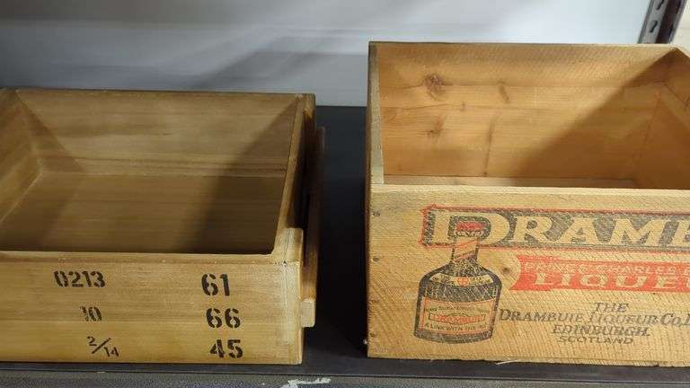 (2) Vintage Wooden Crates, Ammo & Liquor - Dixon's Auction at Crumpton