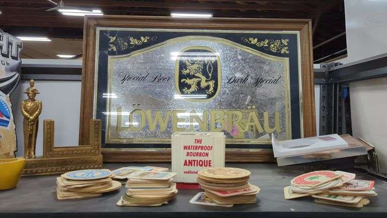 Lot Vintage Bar Advertising Items, Beer Coasters, Signs, Heineken Shoe ...
