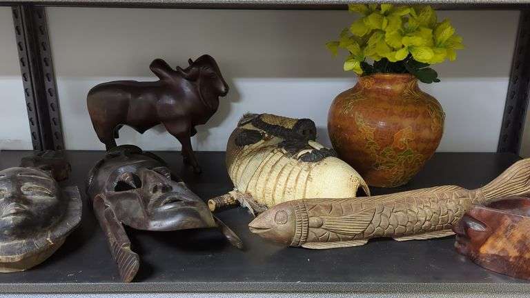 Lot of Vintage Ethnographic Wood Carved Masks, Fish Ox Etc. - Dixon's ...