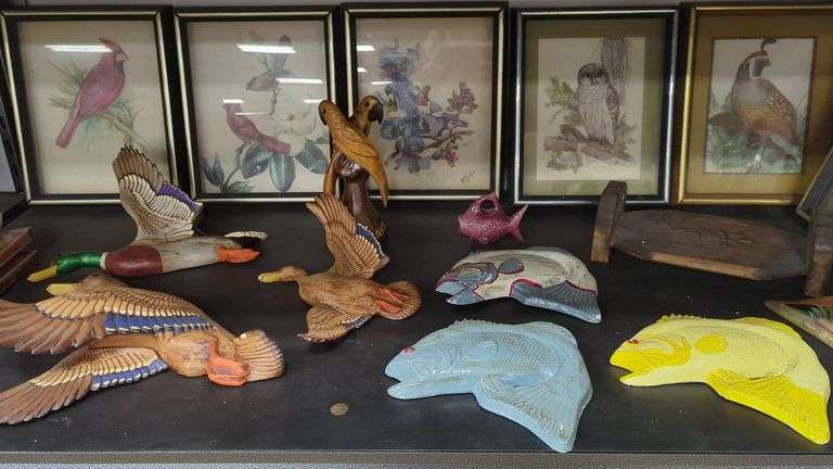 Lot of Vintage Fish & Duck Wall Decor, Framed Art Etc. - Dixon's ...