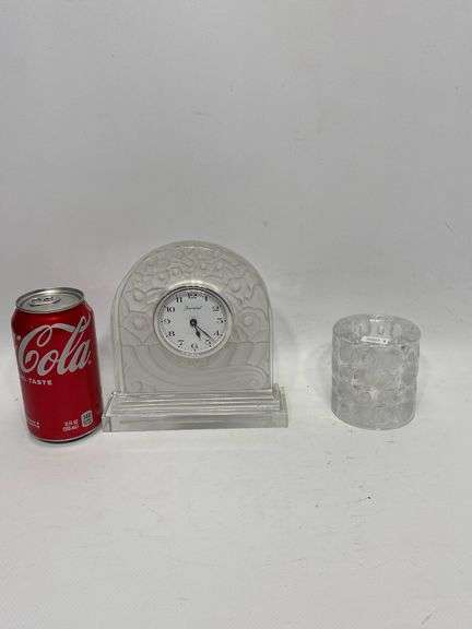 (2) Baccarat Crystal Clock & Lalique Vase - Dixon's Auction at Crumpton