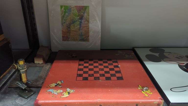 Lot Vintage Disney Checkerboard Table Top, Microscope, Mickey Print ...