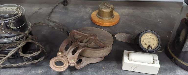 Lot of Vintage Gauges, Meters, Vane Line Relay, Barn Trolly Etc ...