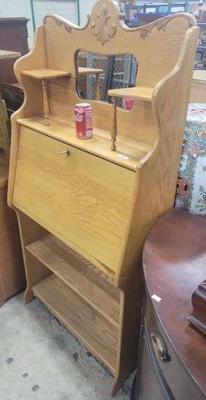 Antique Larkin Type Oak Drop Front Desk - Dixon's Auction at Crumpton