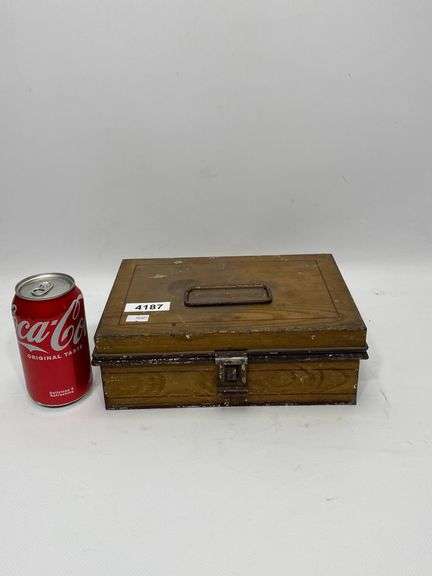 Antique Grain Painted Tin Lock Box - Dixon's Auction at Crumpton