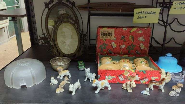 Lot Vintage Miniature Ceramic Dog Figurines, Longaberger Wine Racks ...