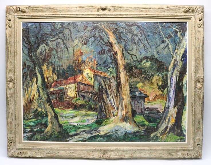 Helen Hamilton (attributed) oil on canvas landscape painting - Dixon's ...