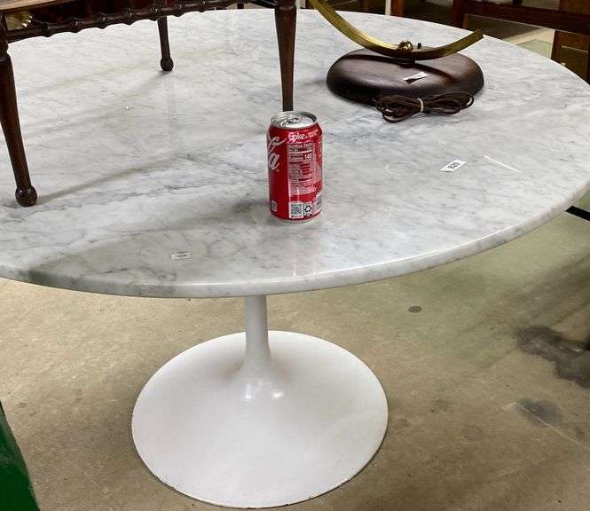 MCM Marble Top Tulip Base Dining Table - Dixon's Auction at Crumpton