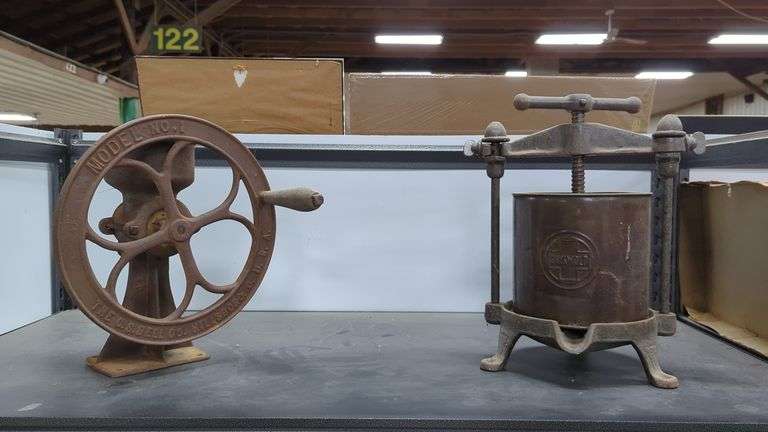 Antique Griswold Press & Cast Iron Cs Bell Grinder - Dixon's Auction at ...