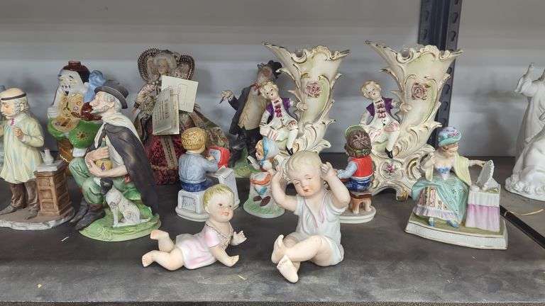 Collection of Porcelain Bisque Collectors Figurines, Vintage Vases ...