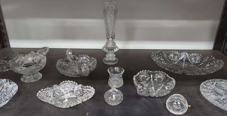 Lot of Vintage / Antique Cut Crystal & Pattern Glass Serving Dishes ...