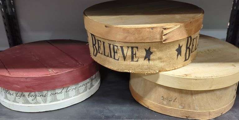 (3) Decorated Cheese Boxes - Dixon's Auction at Crumpton
