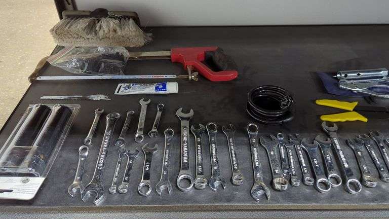 Lot of Hand Tools, Wrenches, Saw, Happer Etc. - Dixon's Auction at Crumpton