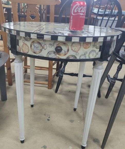 Upcycled End Table with Heron Decals - Dixon's Auction at Crumpton