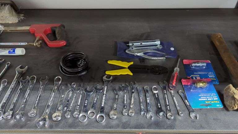 Lot of Hand Tools, Wrenches, Saw, Happer Etc. - Dixon's Auction at Crumpton