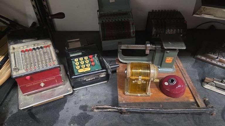 Lot of Vintage Adding Machines, Pencil Sharpeners, Desk Lamp - Dixon's ...
