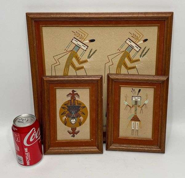 3 Vintage Native American Sand Paintings-All Signed - Dixon's Auction ...