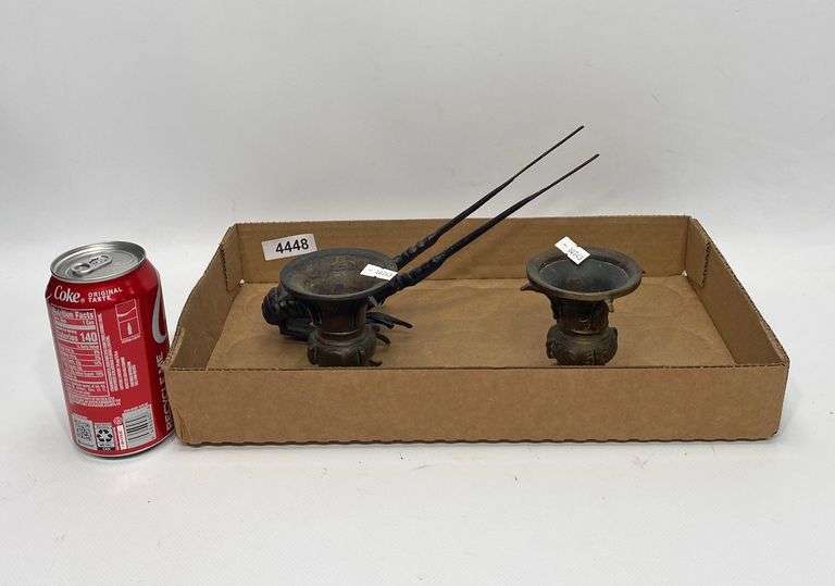 (3) Pair Japanese Bronze Vases & Crawfish Model - Dixon's Auction at ...