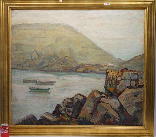Edgar Nye Post-Impressionist Oil on Canvas Harbor Scene Painting ...