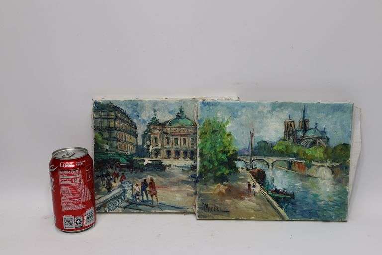 (2) Andre Michel Paris Scene Paintings - Dixon's Auction at Crumpton