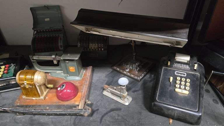 Lot of Vintage Adding Machines, Pencil Sharpeners, Desk Lamp - Dixon's ...