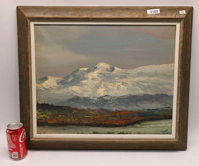 MCM Mountainous Landscape Painting, Signed Lower Right - Dixon's ...
