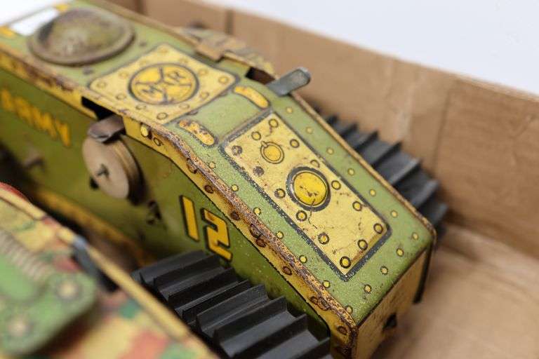 3 Vintage Marx Tin Toy Tanks-Break to Two Rubber Tracks - Dixon's ...