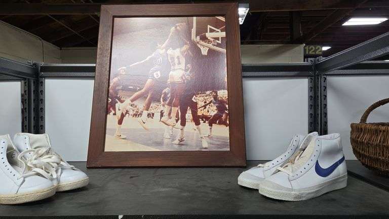 Vintage Framed Georgetown Basketball Print & Nike Shoes - Dixon's ...