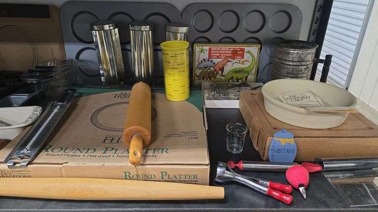 Lot of Kitchen Items, Rolling Pins, Cookie Cutters, Muffin Pans Etc ...