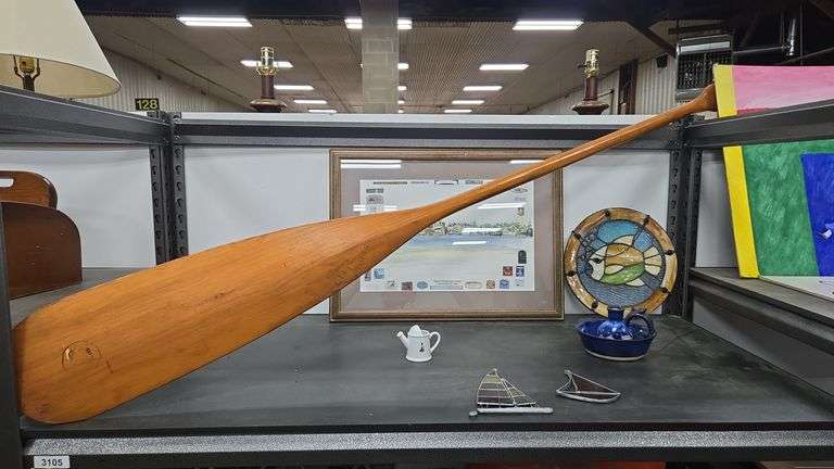 Vintage Wooden Boat Paddle, Framed US Post Office Print, Fish Stained ...
