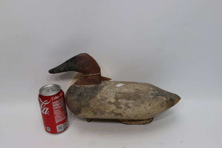 Vintage Cecil County Canvasback Duck Decoy with 3 Brands - Dixon's ...
