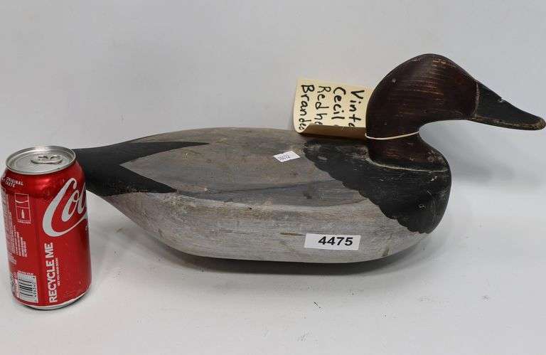 Vintage Cecil County Redhead Duck Decoy with Brand - Dixon's Auction at ...