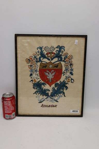 Vintage Atkinson Family Crest Watercolor Painting - Dixon's Auction at ...