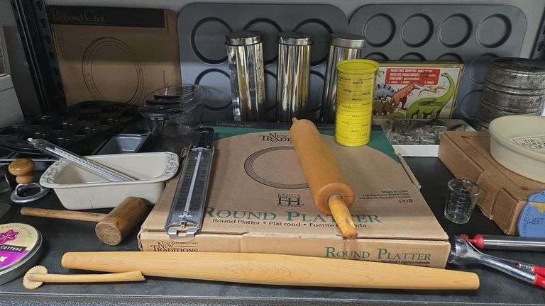 Lot of Kitchen Items, Rolling Pins, Cookie Cutters, Muffin Pans Etc ...