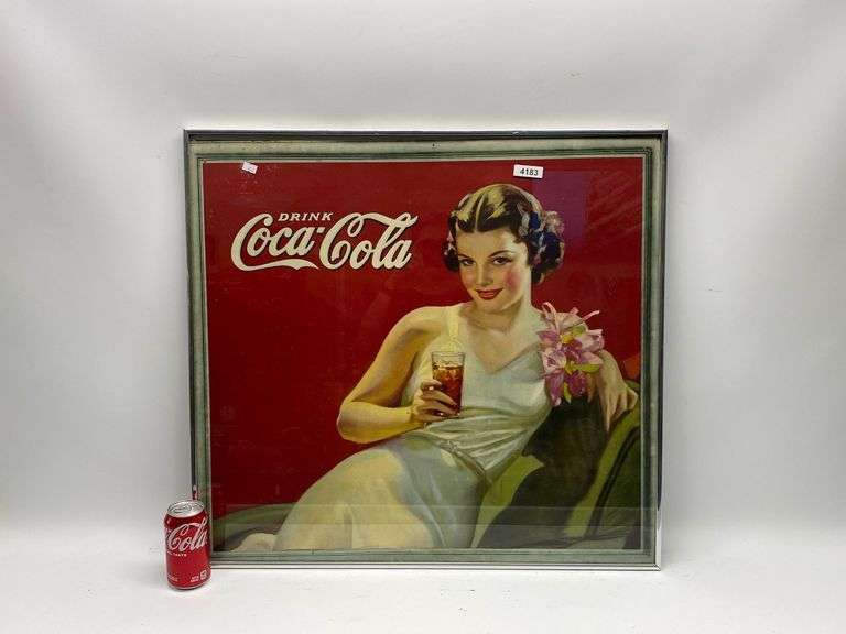 Vintage Coca Cola Cardboard Advertising Sign - Dixon's Auction at Crumpton