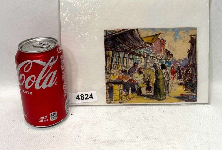 Reginald Watkins Watercolor Painting - Dixon's Auction at Crumpton