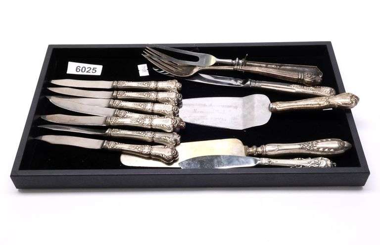 Tray Lot of Sterling Silver Handled Serving Pieces Including 7 Latema ...