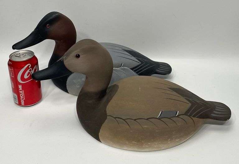 Pair Canvasback Duck Decoys Attributed to Ron Rue - Dixon's Auction at ...