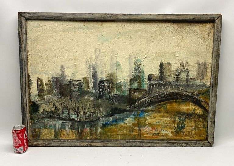 MCM Landscape Painting Signed Kuttler - Dixon's Auction at Crumpton