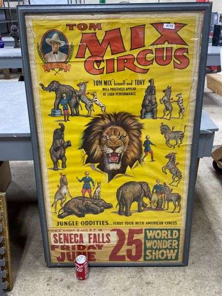 Antique Tom Mix Circus Poster, As-Is - Dixon's Auction at Crumpton